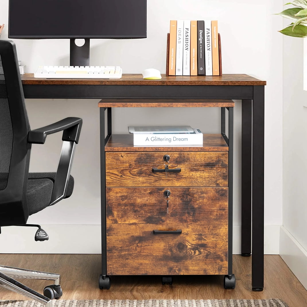 File Cabinet with Lock and 2 Silent Rail Drawers, Office Cabinet with 5 ...