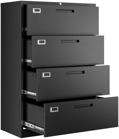 File Cabinets,4 Drawer Metal Lateral Filing Organization Storage ...