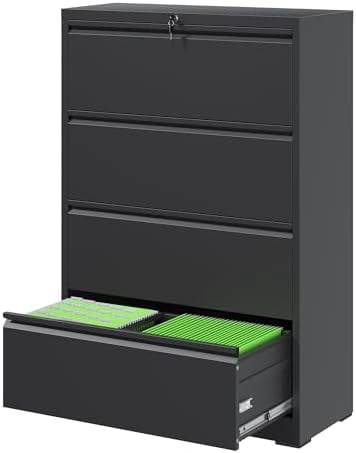 File Cabinets 4 Drawer,Metal Office Storage Filing Cabinet with Lock ...