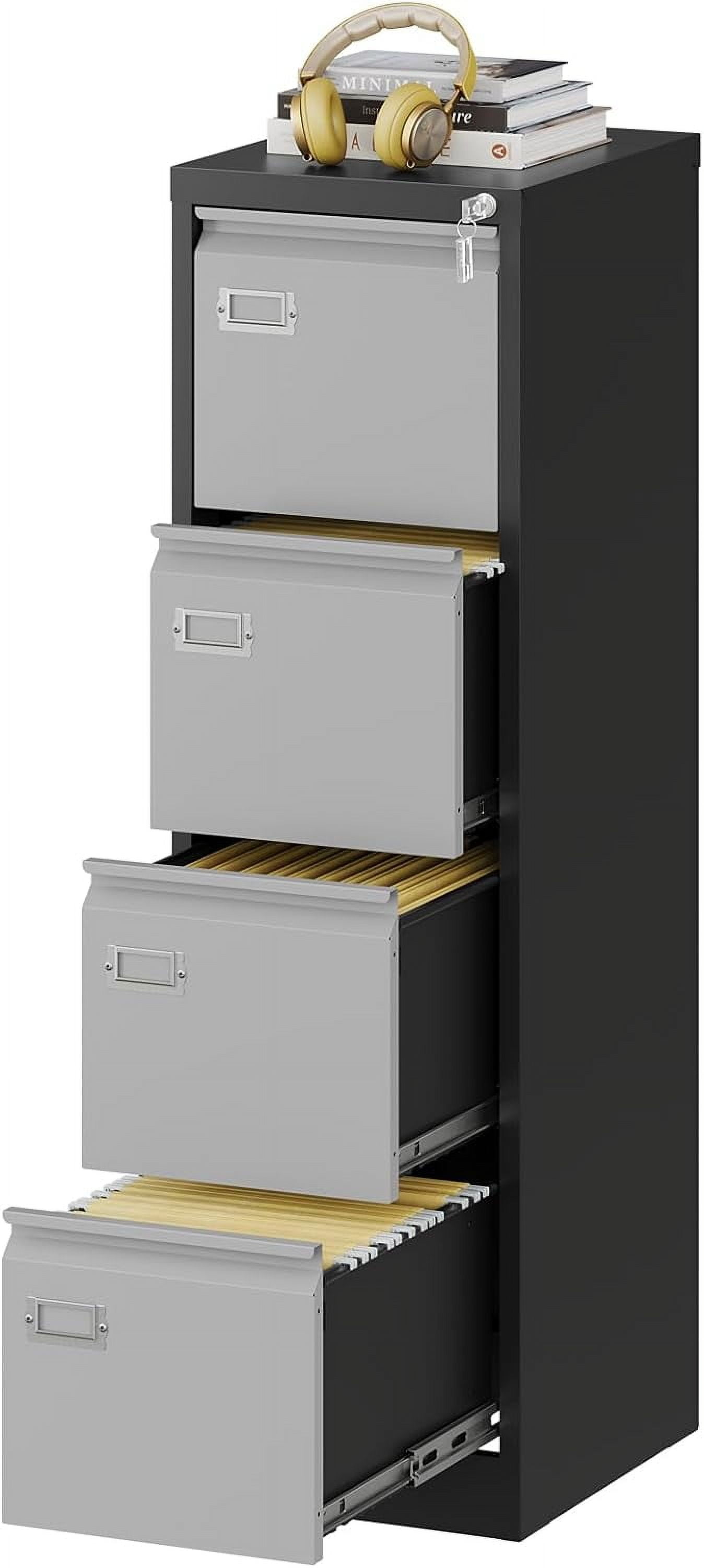 File Cabinets - 4 Drawers Vertical 17.8" Deep Lockable Filing Cabinet ...