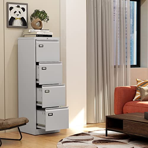 File Cabinets - 4 Drawers Vertical 17.8" Deep Lockable Filing Cabinet ...