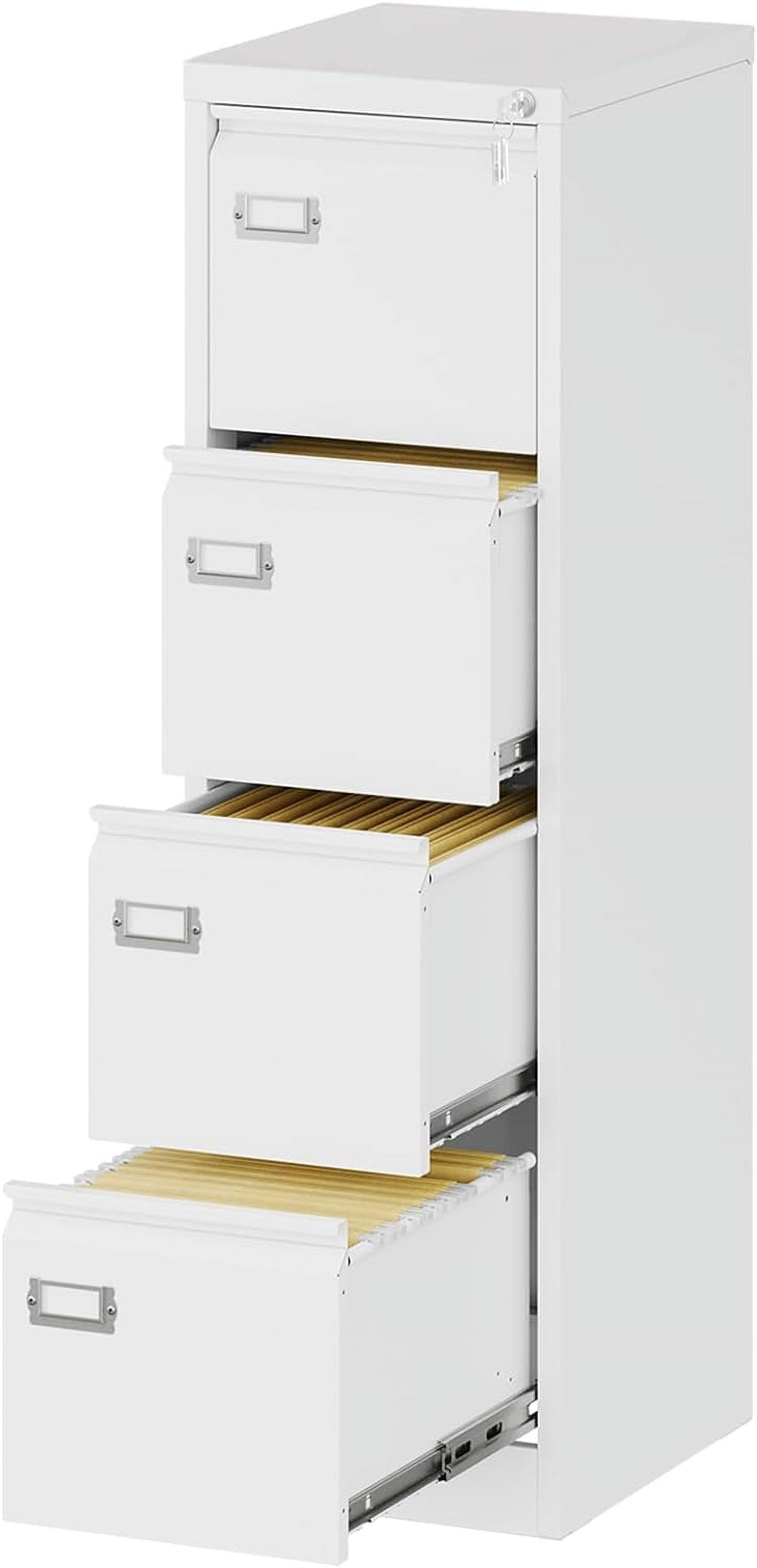 File Cabinets - 4 Drawers Vertical 17.8" Deep Lockable Filing Cabinet ...