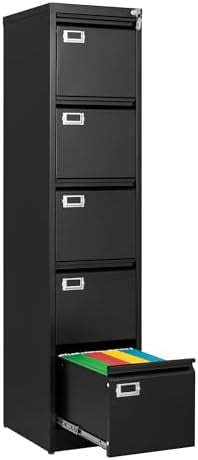 File Cabinets - 5 Drawers Vertical 17.8" Deep Lockable Filing Cabinet ...