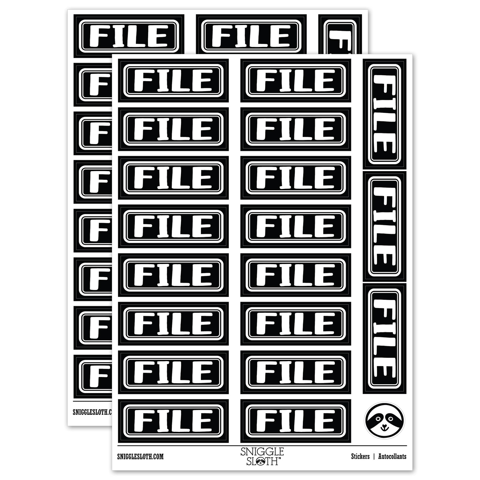 File Double Border Sticker Set - Black - Matte Finish - 2.00" Large ...