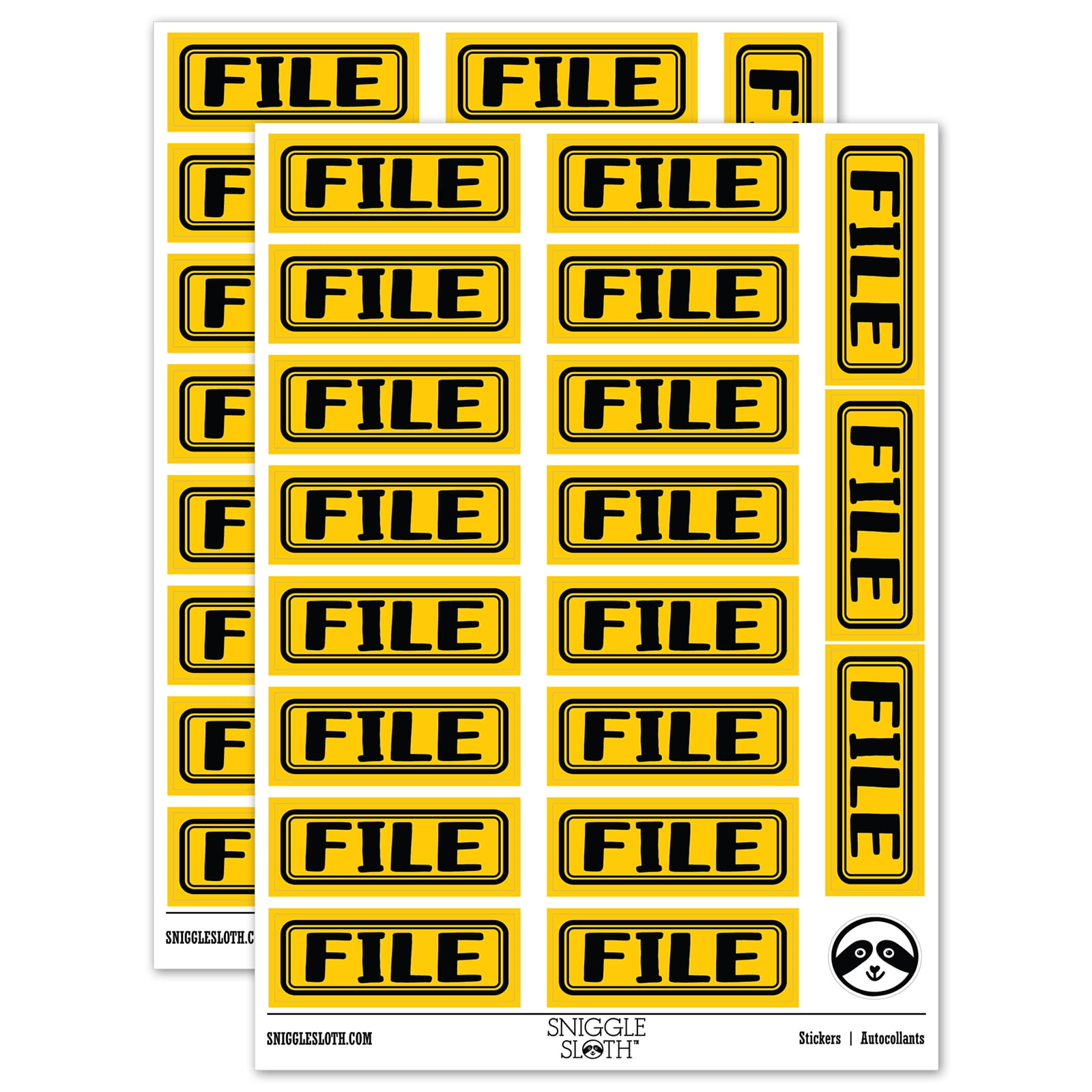 File Double Border Sticker Set - Yellow - Matte Finish - 2.00" Large ...