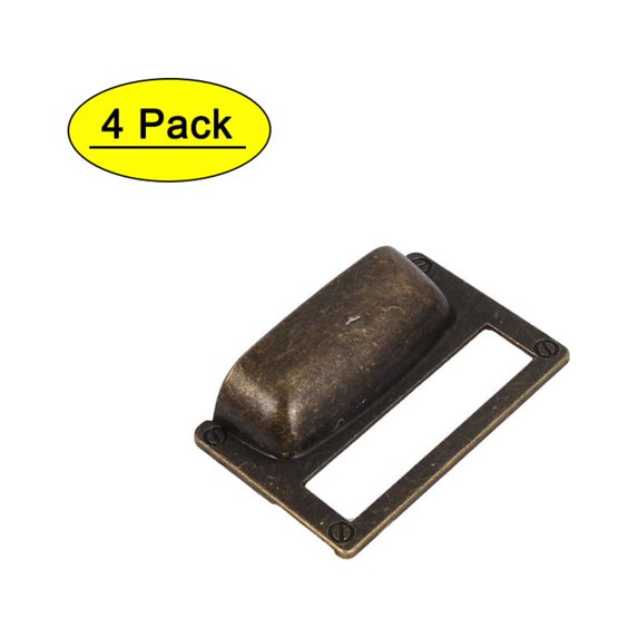 File Drawer Handle Pull Label Tag Name Card Holder Bronze Tone 4Pcs ...