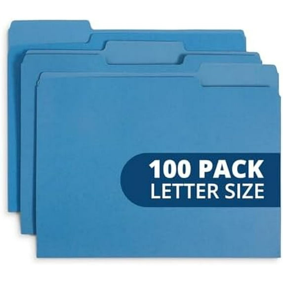 File Folder, 1/3 Cut Tab, Letter Size, Blue, Great for Organizing and ...