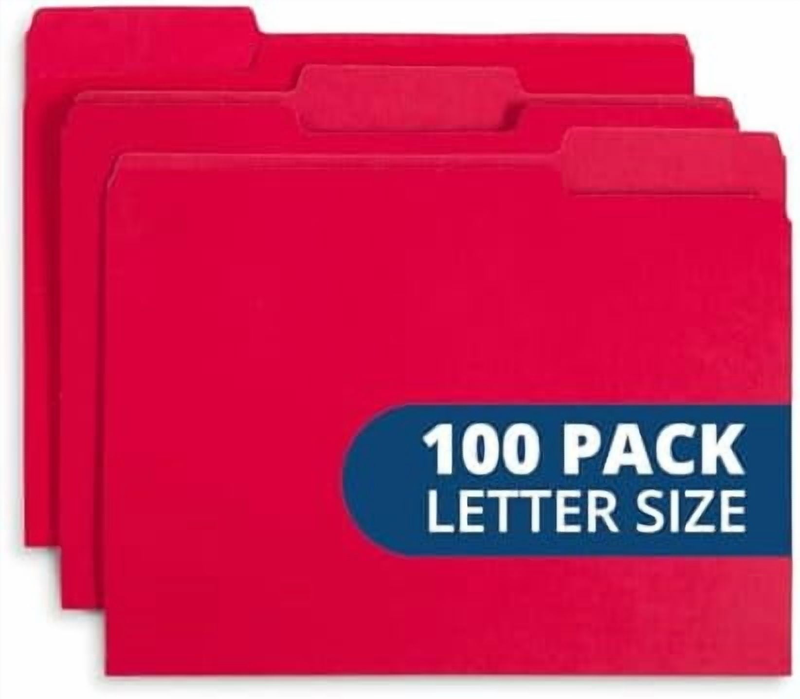 File Folder, 1/3 Cut Tab, Letter Size, Red, Great for Organizing and ...