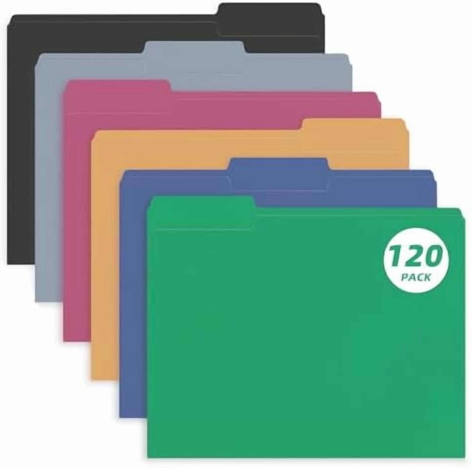 File Folder, 120 Pack Colored File Folder, 1/3 Cut Tab, Letter Size ...