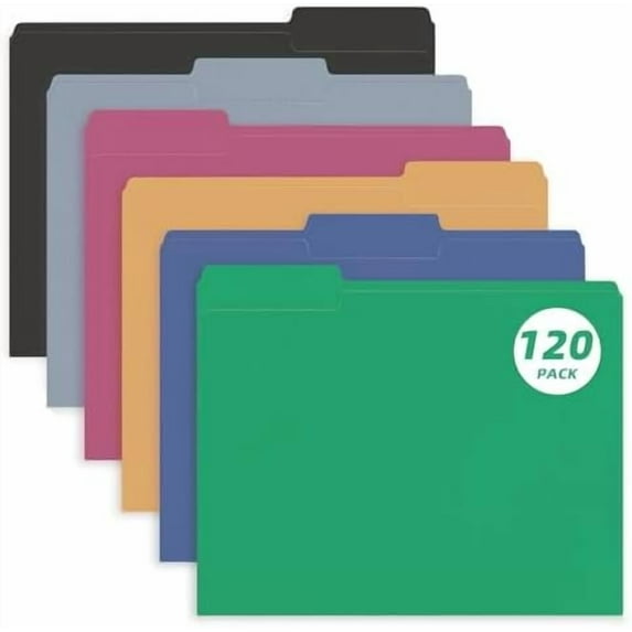 File Folder, 120 Pack Colored File Folder, 1/3 Cut Tab, Letter Size ...