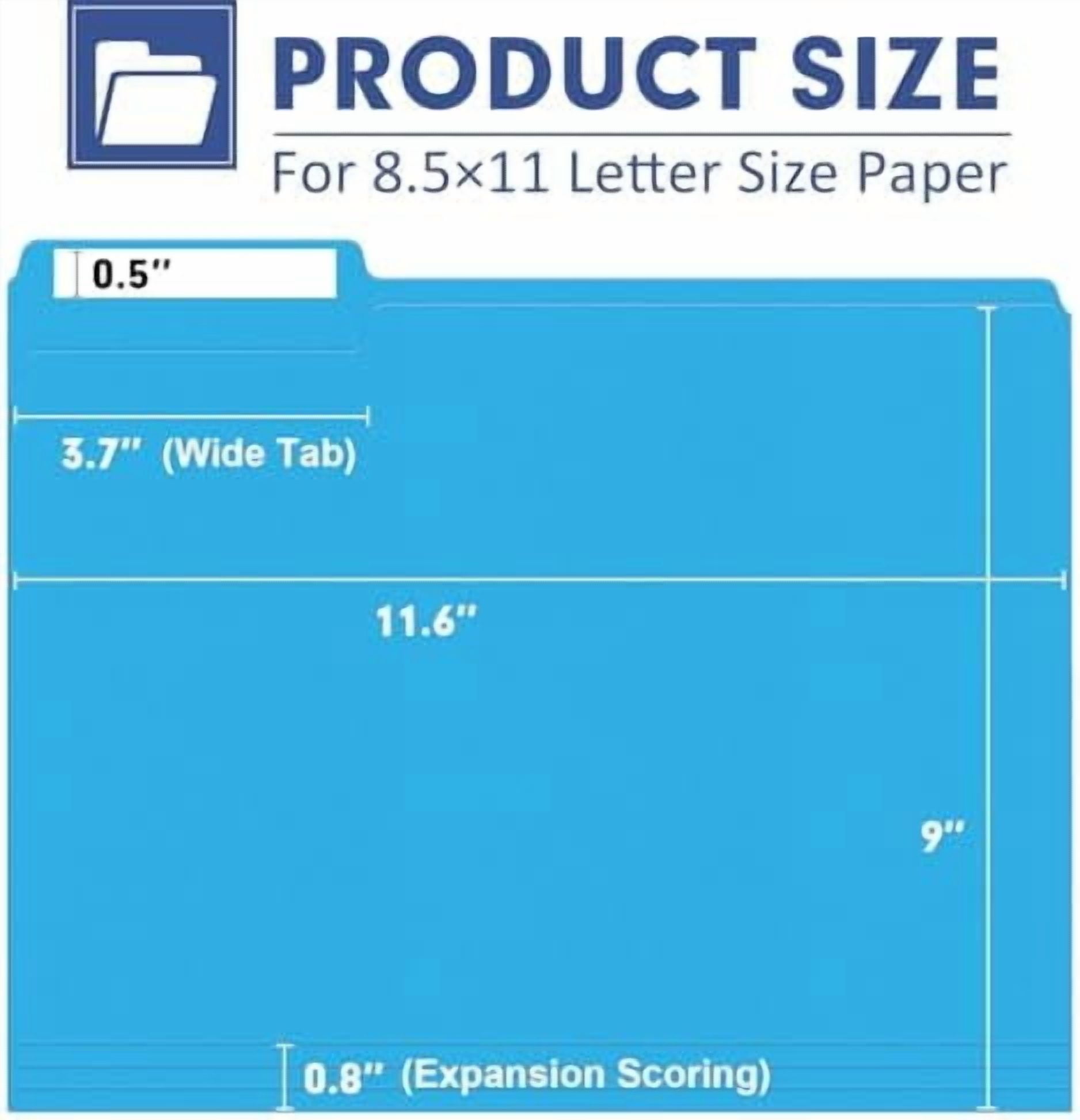 File Folder, 120 Pack File Folder, 1/3 Cut Tab, Letter Size, Filing ...