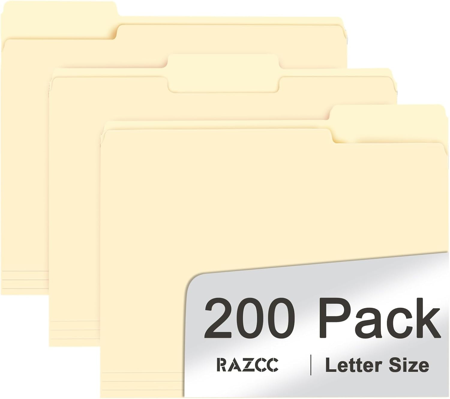 File Folder, 200 Pack 1/3 Cut Tab Folders Letter Size, Manila Folders ...