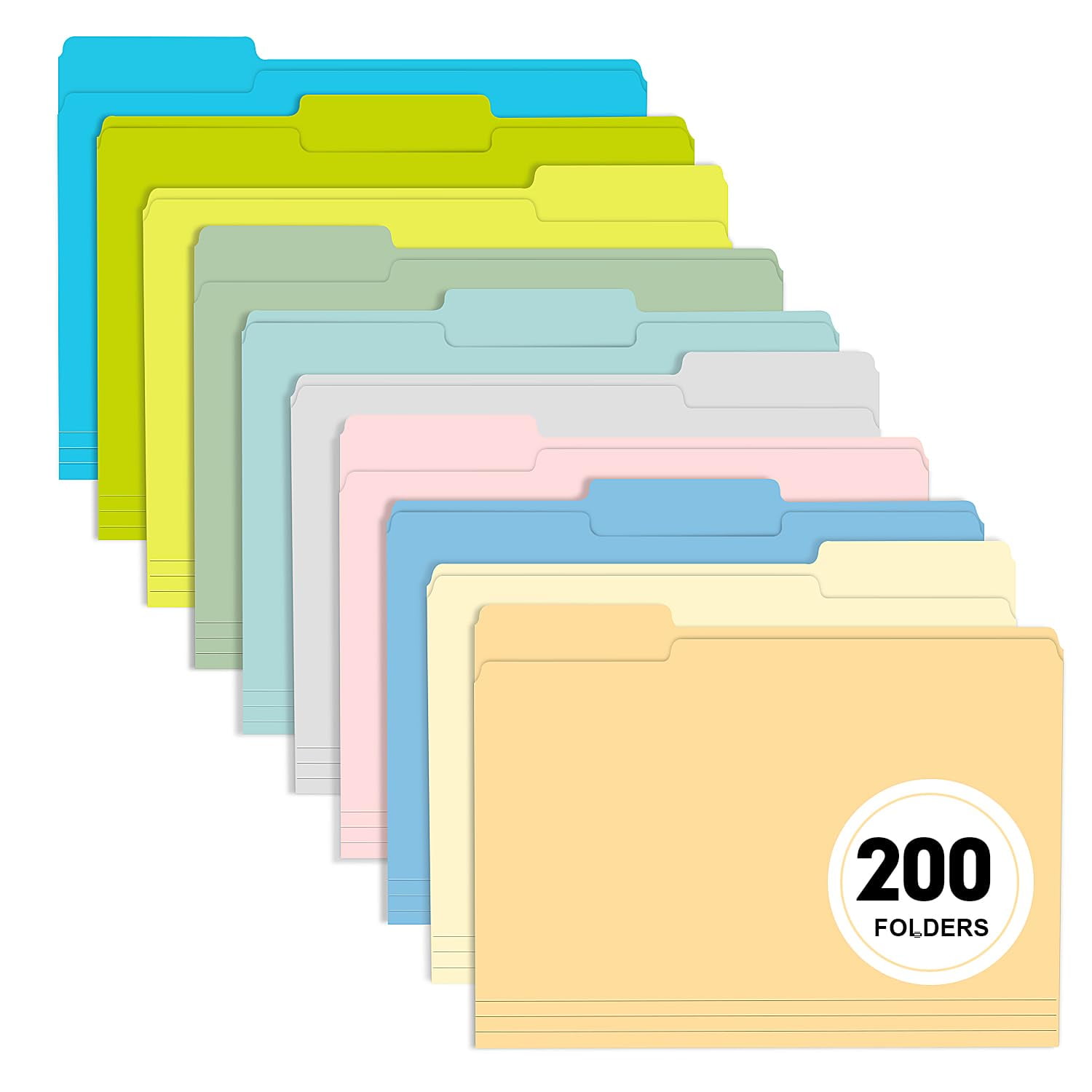 File Folder, 200 Pack Colored File Folders, 1/3 Cut Tab File Folder ...