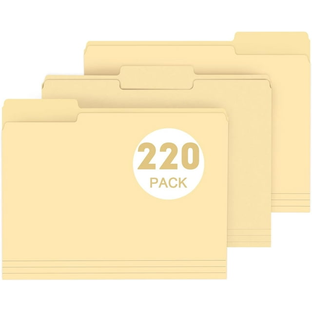 File Folder, 220 Pack File Folder, 1/3 Cut Tab, Letter Size, Filing ...
