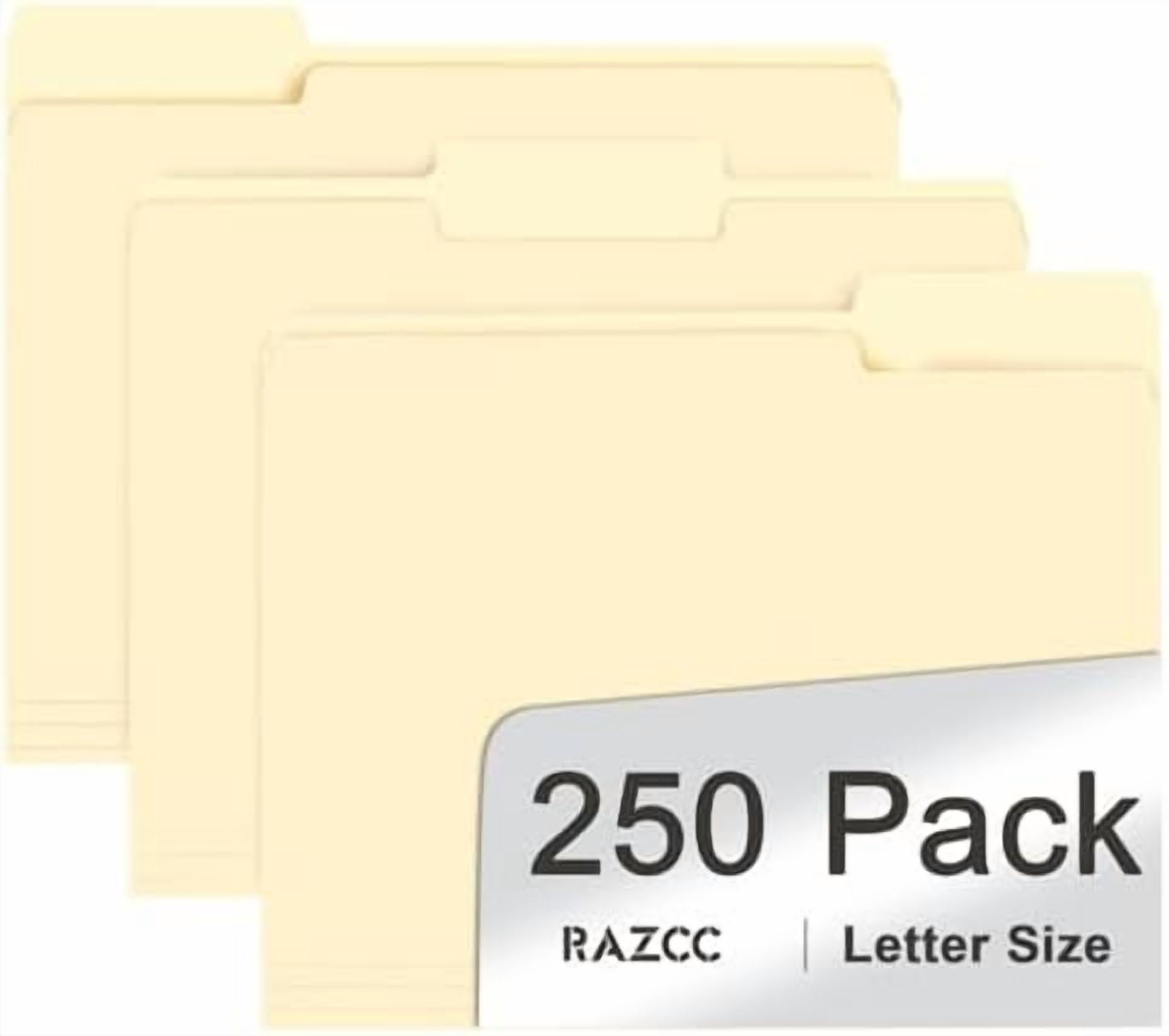File Folder, 250 Pack 1/3 Cut Tab File Folders Letter Size, Manila ...