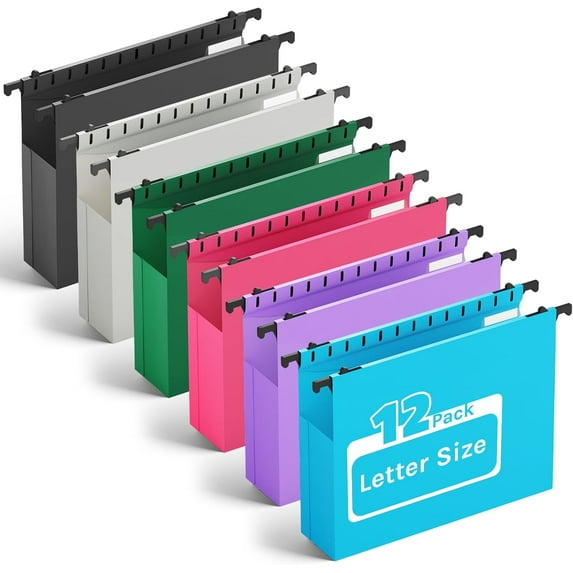 File Folder Letter Size, 2" Expandable File Folder with Tabs,12 ...