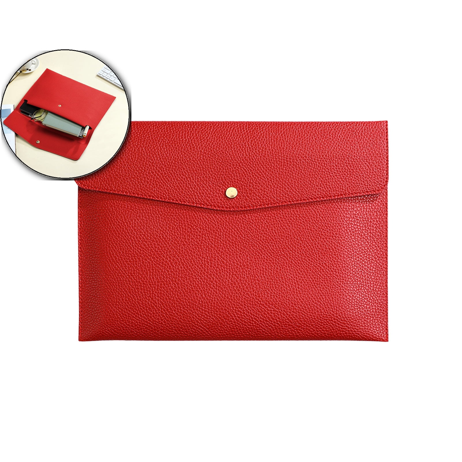 File Folder, PU Leather A4 Document Holder File Organizer Filing ...