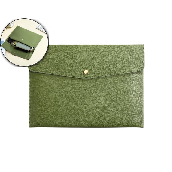 File Folder, PU Leather A4 Document Holder File Organizer Filing ...