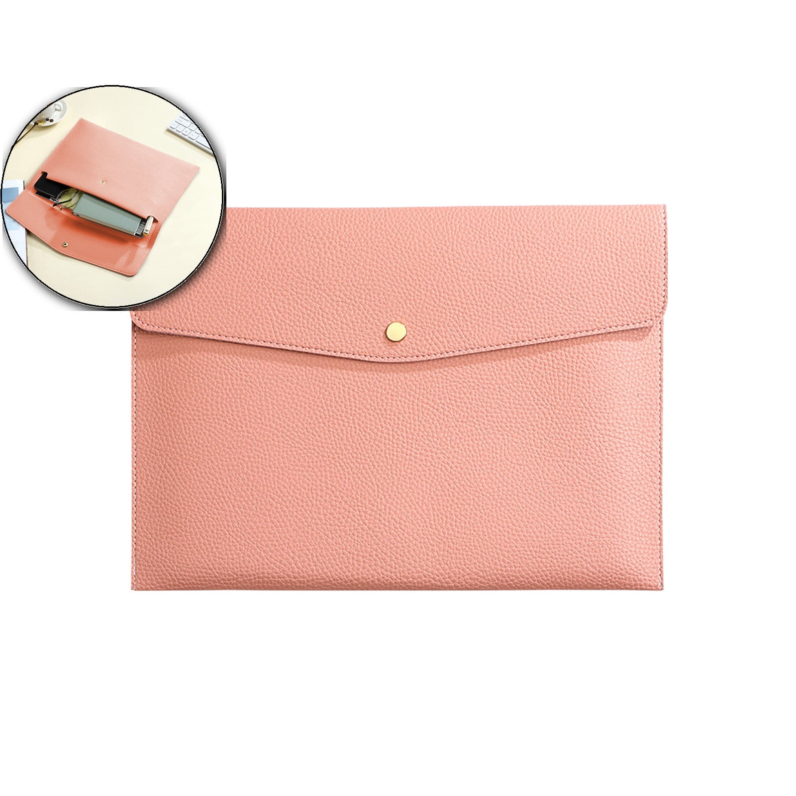 File Folder, PU Leather A4 Document Holder File Organizer Filing ...