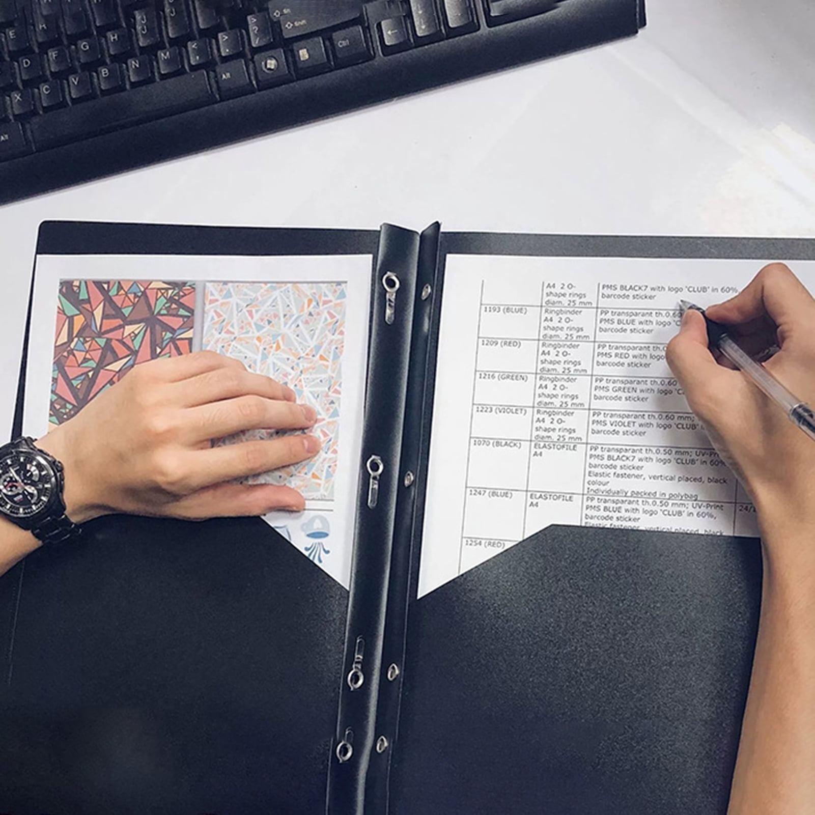 File Folder with Pockets Prong Fasteners PP Plastic A4 Size Waterproof ...