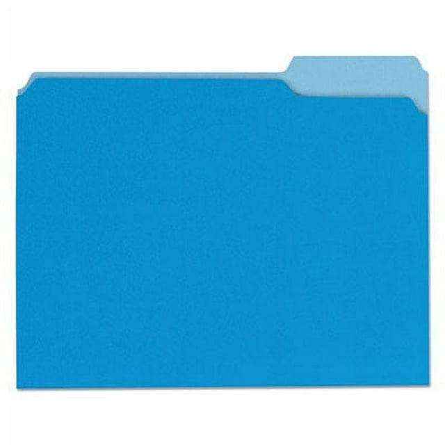 File Folders, 1/3 Cut One-Ply Top Tab, Letter, Blue/Light Blue, 100/Box ...