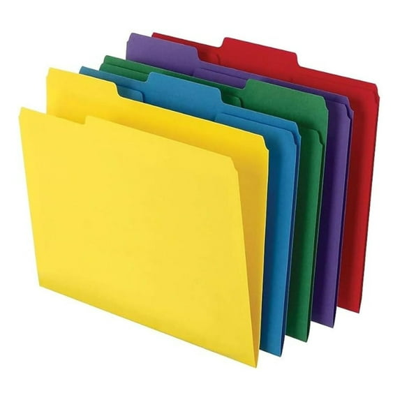 File Folders 1/3 Cut Tabs, 100 Pack - Letter Size Assorted Colors for ...