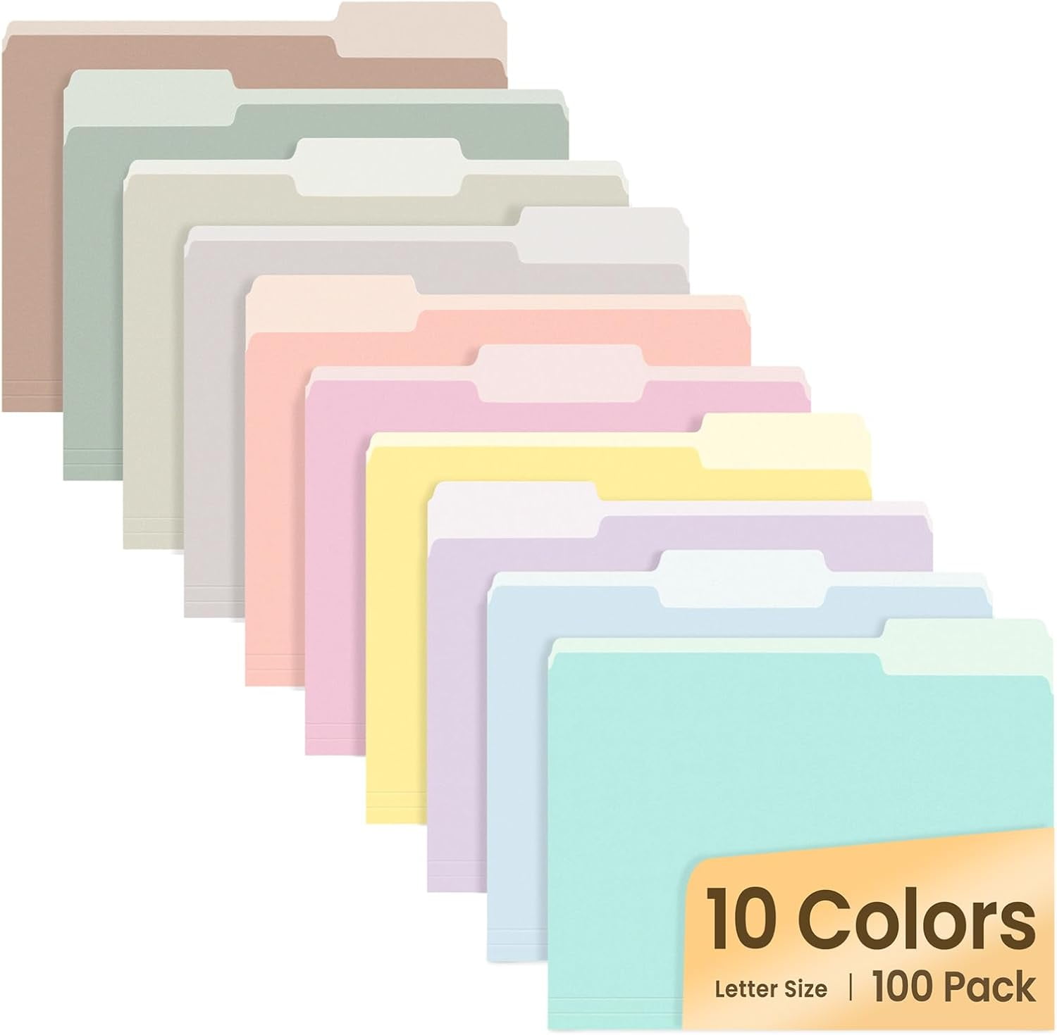 File Folders, 100 Pack Manilla Folders 8.5 x 11, 10 Colors Folder ...
