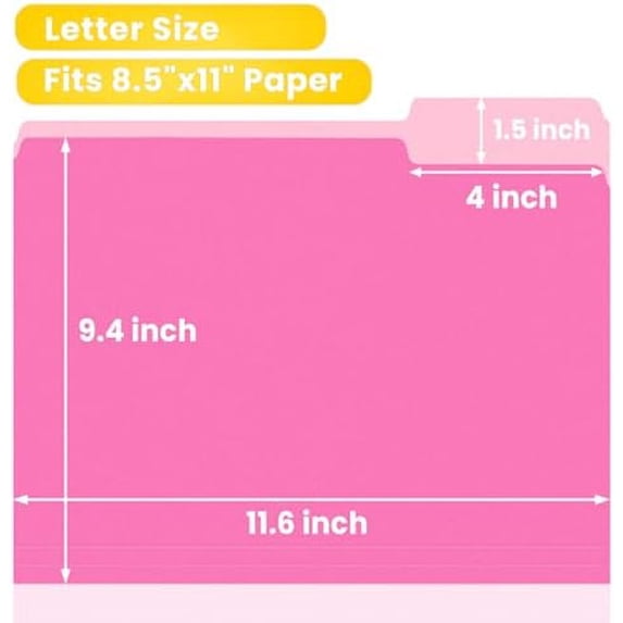 File Folders, 100 Pack Manilla Folders 8.5 x 11, Colored File Folders ...