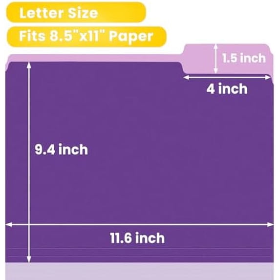 File Folders, 100 Pack Manilla Folders 8.5 x 11, Colored File Folders ...