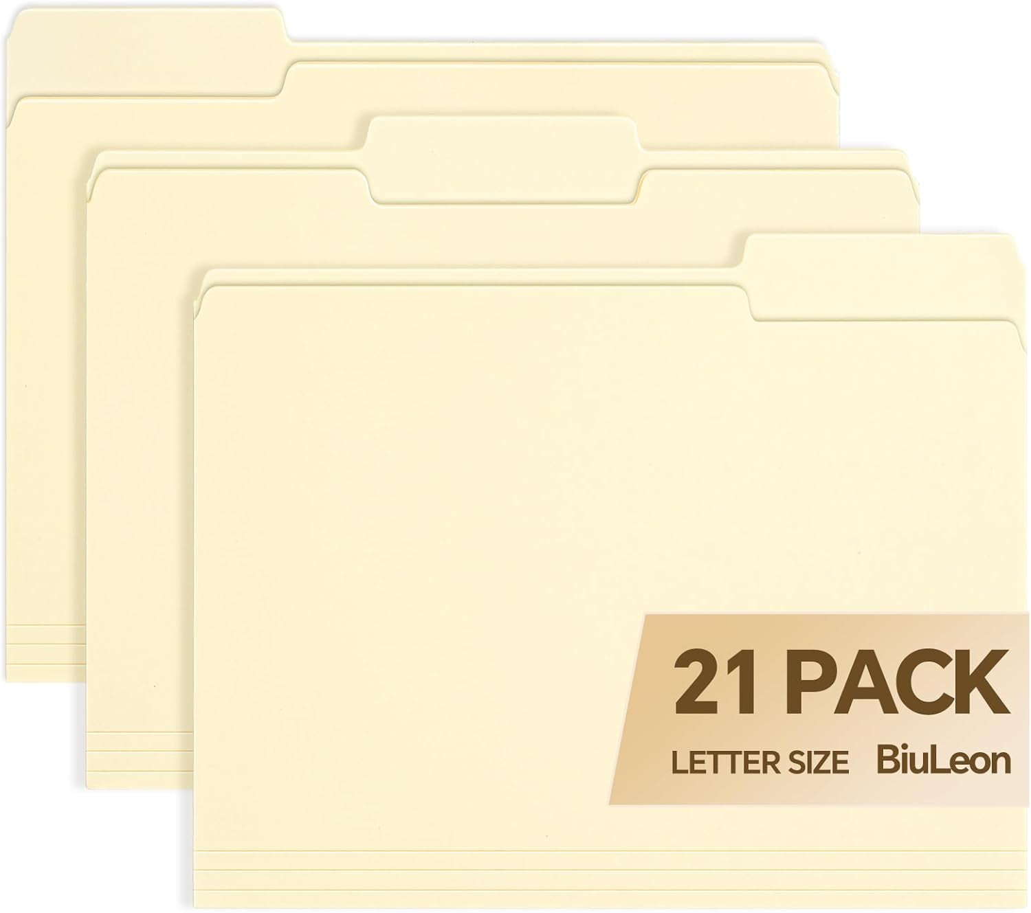 File Folders,21 Pack Manilla Folders 8.5x11,1/3 Cut Tabs Manila File ...