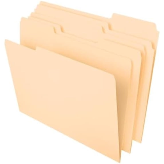 File Folders, Letter Size, 8-1/2" x 11", Classic Manila, 1/3-Cut Tabs ...