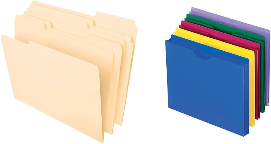 File Folders, Letter Size, 8-1/2" x 11", Classic Manila, 1/3-Cut Tabs ...