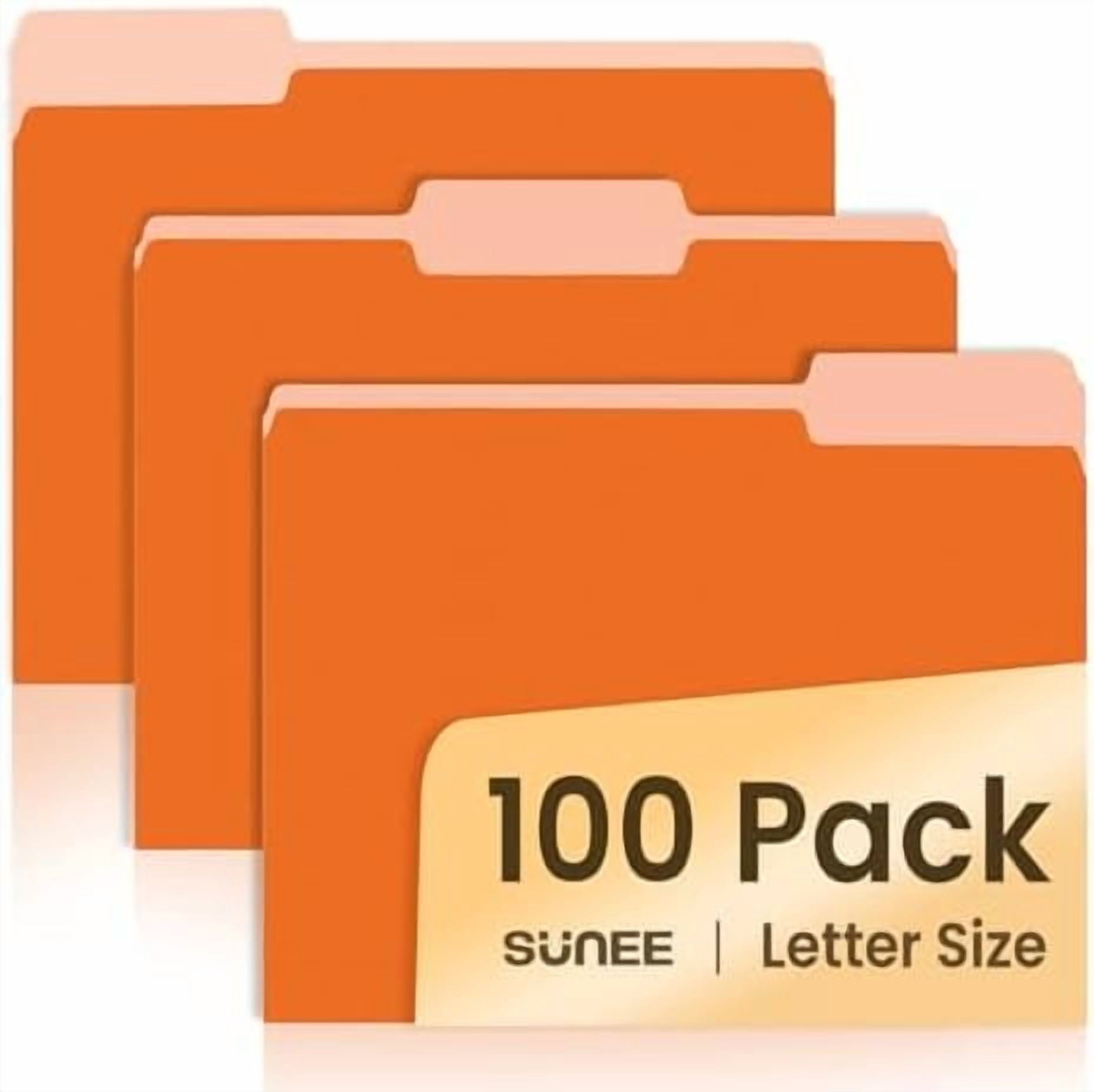 File Folders Letter Size Orange, 100 Pack Manilla Folders 8.5 x 11 1/3 ...