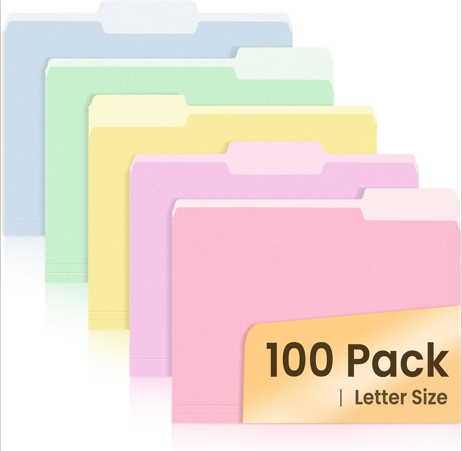 File Folders Letter Size Pastel Colors, 100 Pack Manilla Folders 8.5 x ...