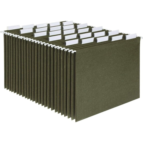 File Folders, Letter Size, Standard Green, 1/5-Cut Adjustable Tabs, 25 ...