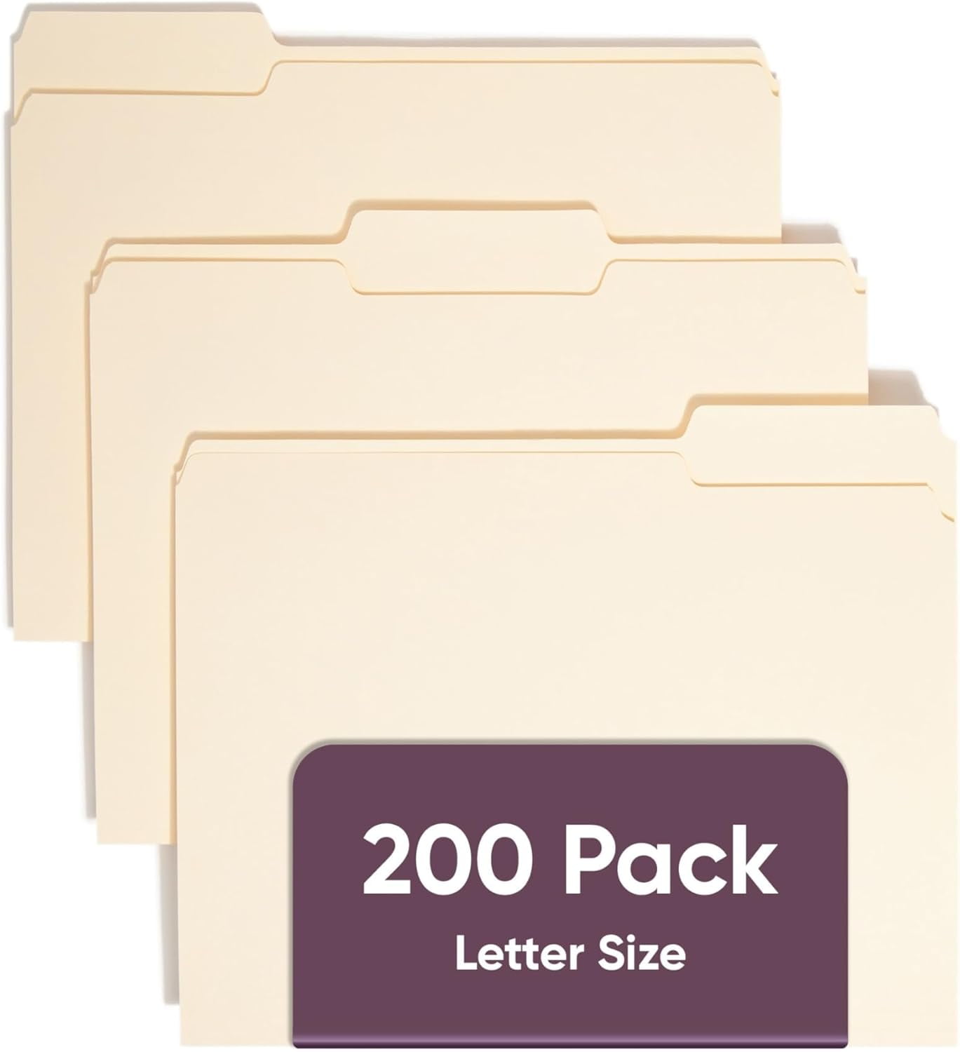 File Folders Letter Sized, 1/3-Cut Tab, Assorted Positions, Size Manila ...