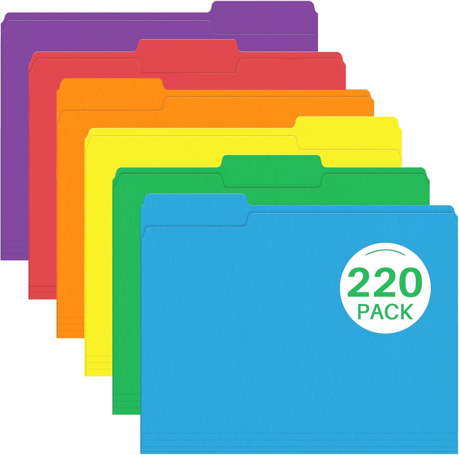 File Folders, PANDRI 220-Pack Color File Folders, 1/3 Cut Tabs, Letter ...