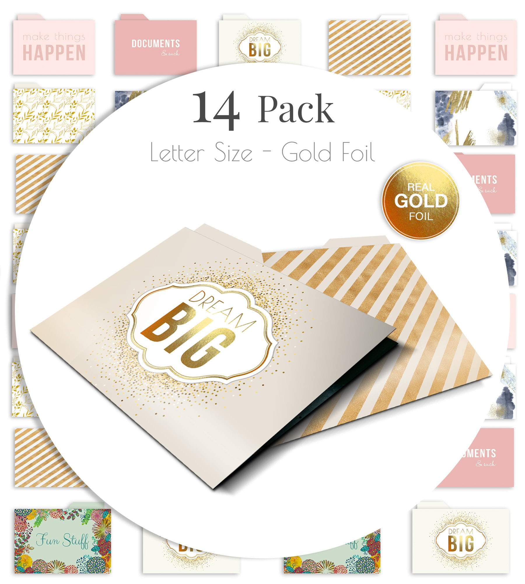 File Folders Set - Colored Foil - Letter Size - Walmart.com