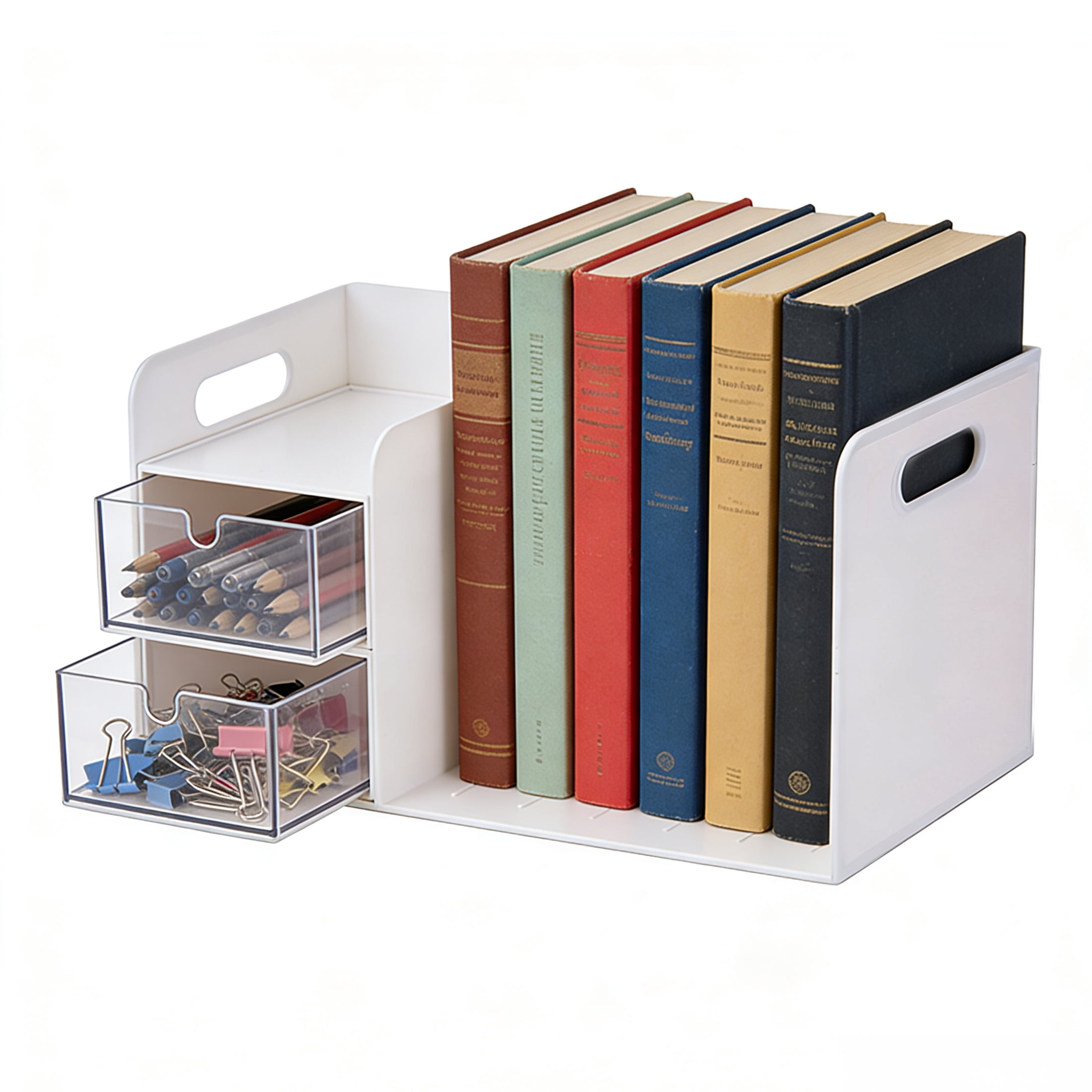 Desk Book File Organizer, Plastic Book Storage Rack, Expandable Desk ...
