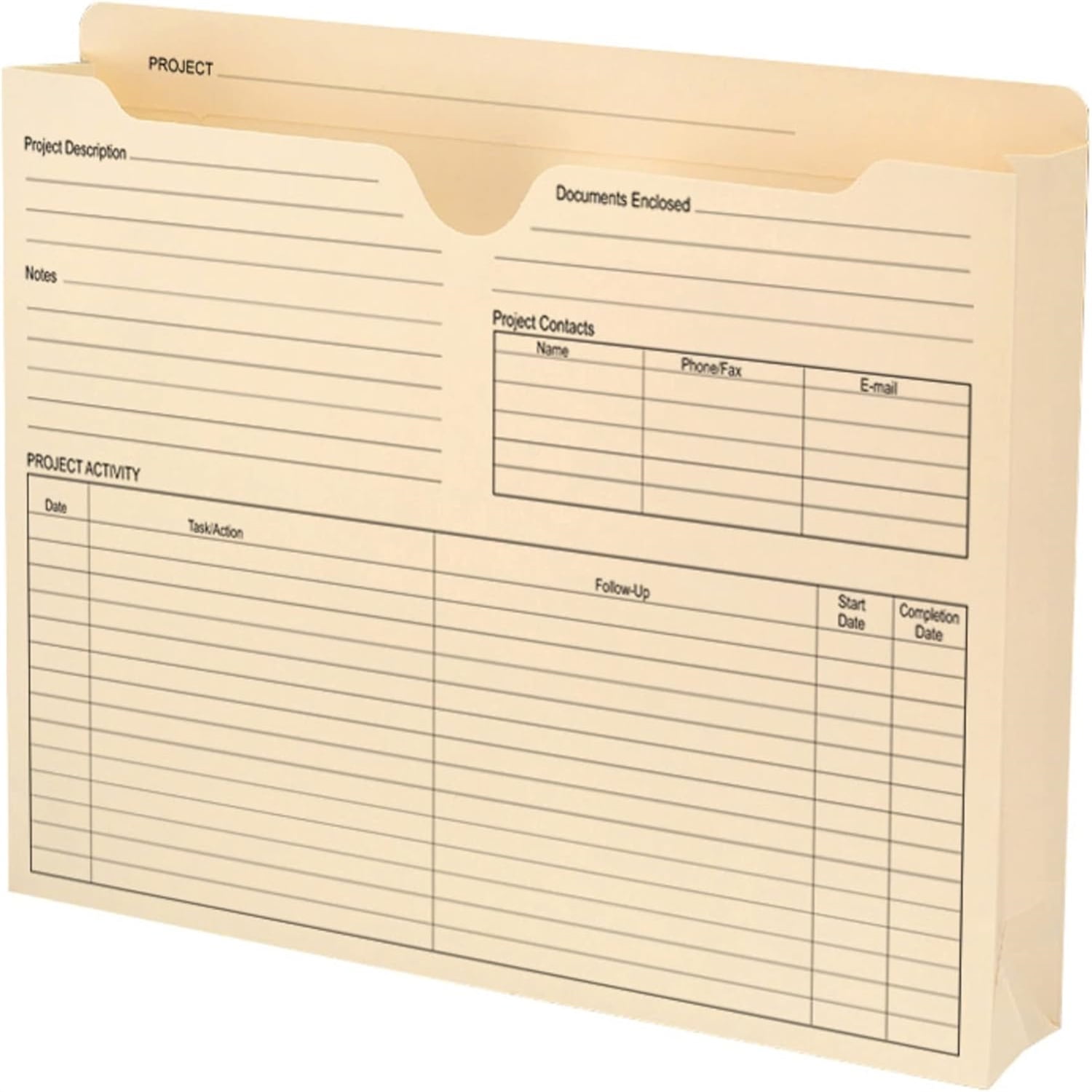 File Jacket, Reinforced Straight-Cut Tab, Preprinted Front, Back and ...