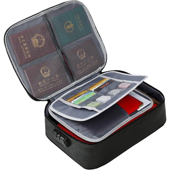 File Lock Box Organizer, Multi-Layer Storage Box with Password Lock ...
