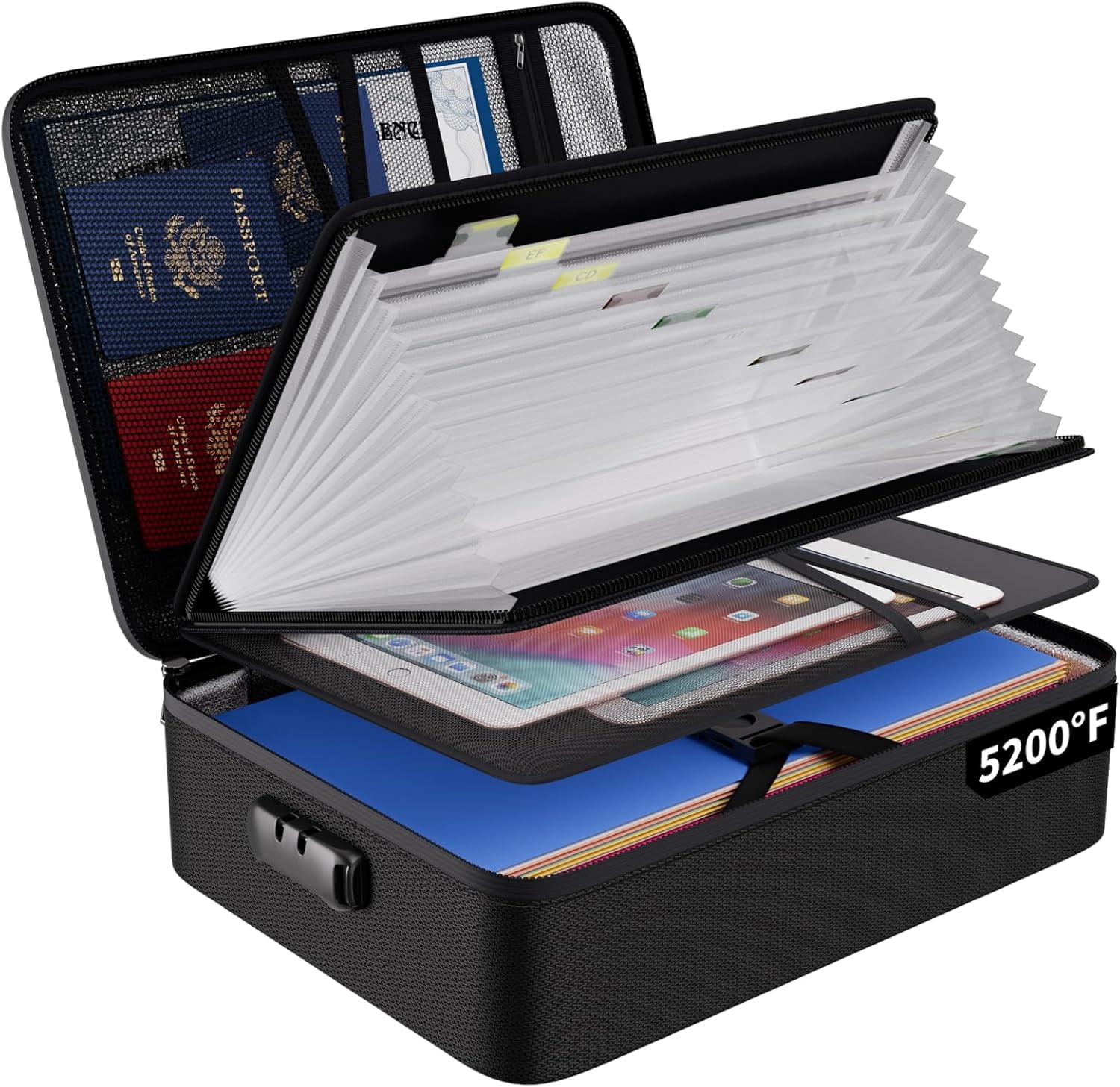 File Organizer Bag with 13 Pocket Accordion File Folder, Fireproof ...