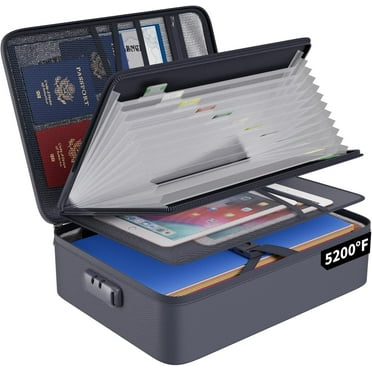 Fireproof Document Box Organizer with Security Lock for Office/Home ...