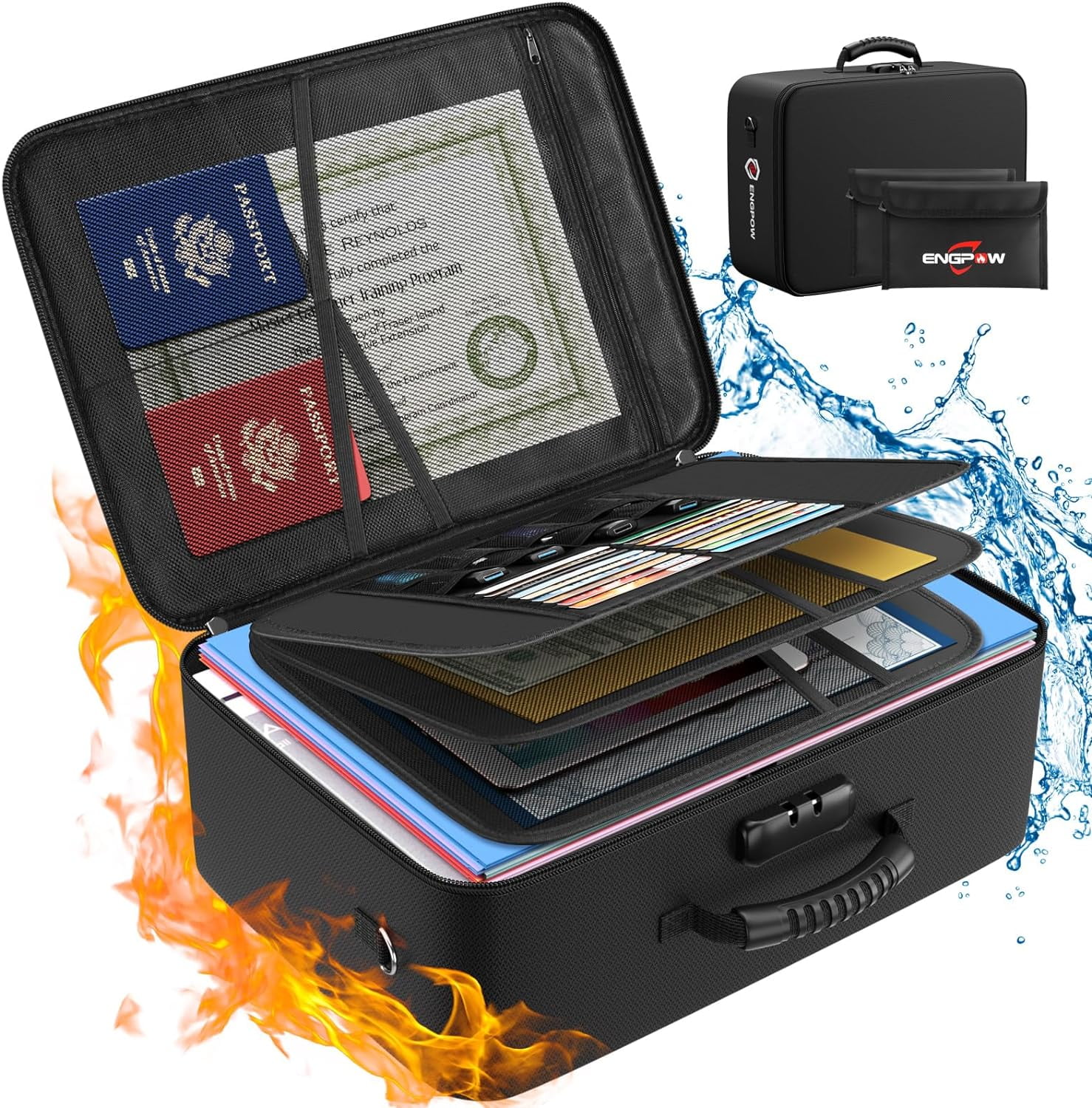 File Organizer Bags with Lock,Fireproof Document Bag(17.2"x12"x6") with ...