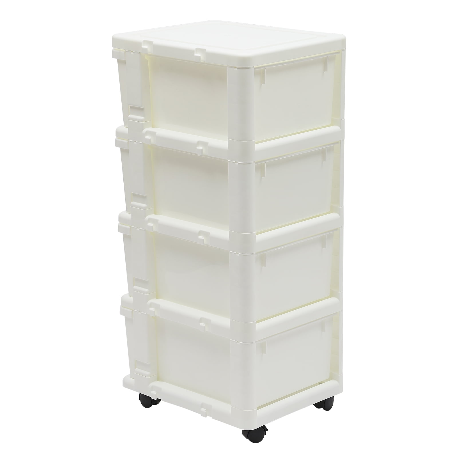 File Organizer Box, 4-Drawer Plastic Storage System with Smooth Gliding ...
