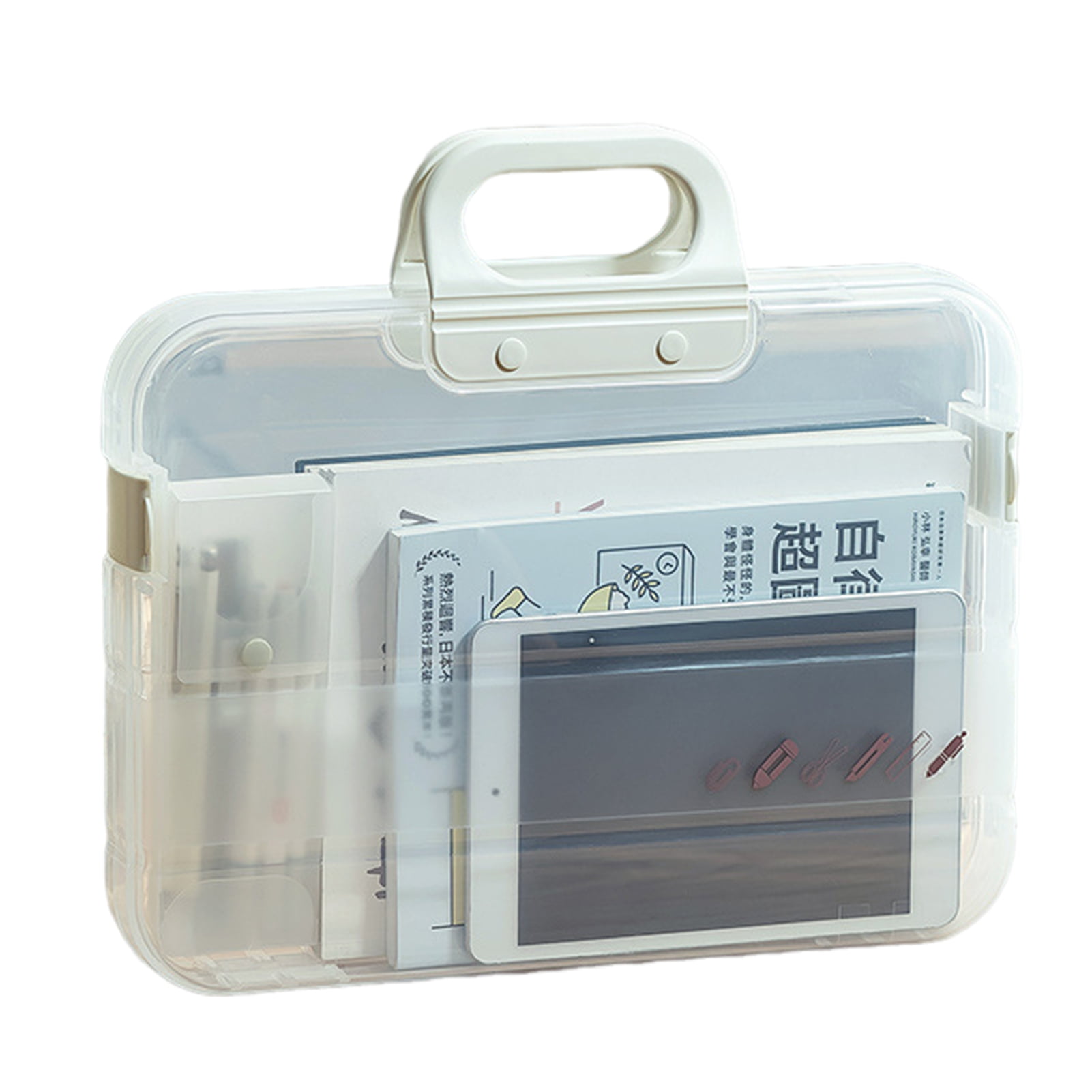 File Organizer Box A4 File Folder with Lock Handle Portable Document ...
