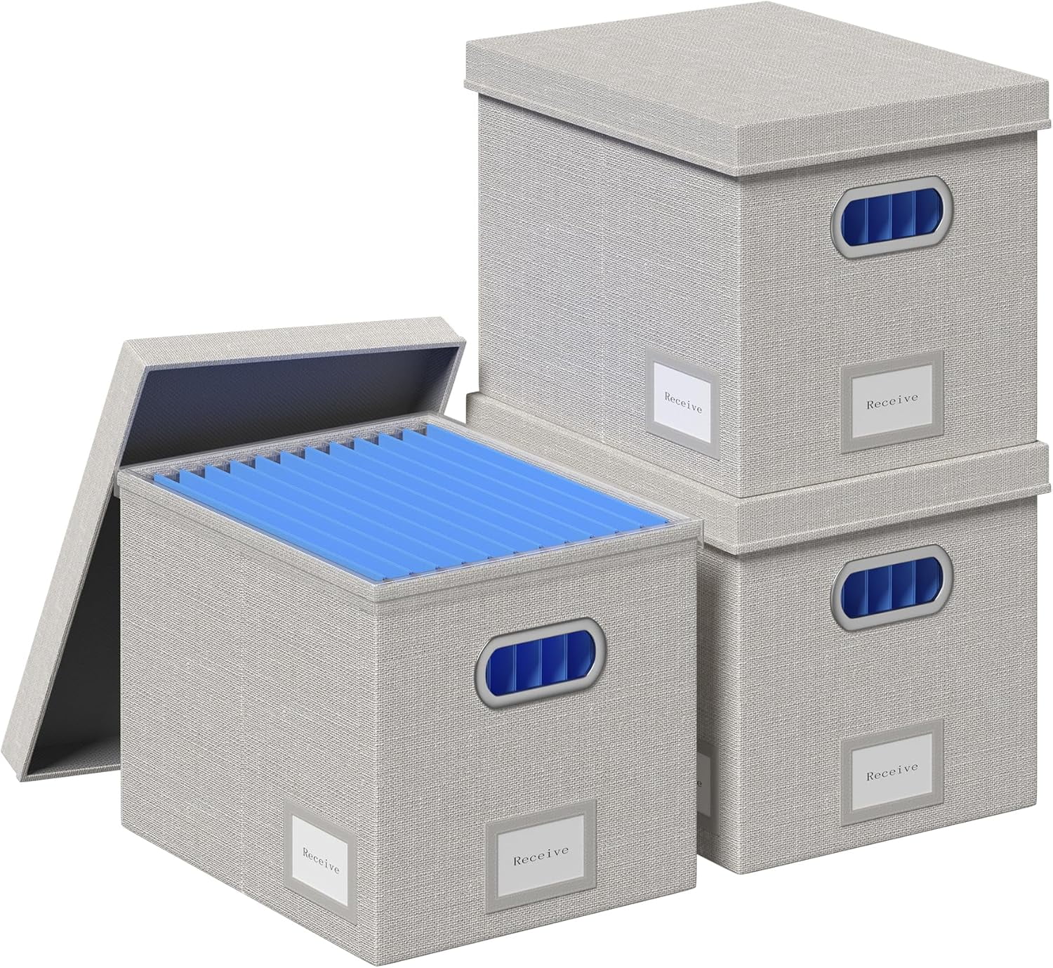 File Organizer Box File Boxes for Hanging Files with Lid Set of 3 ...
