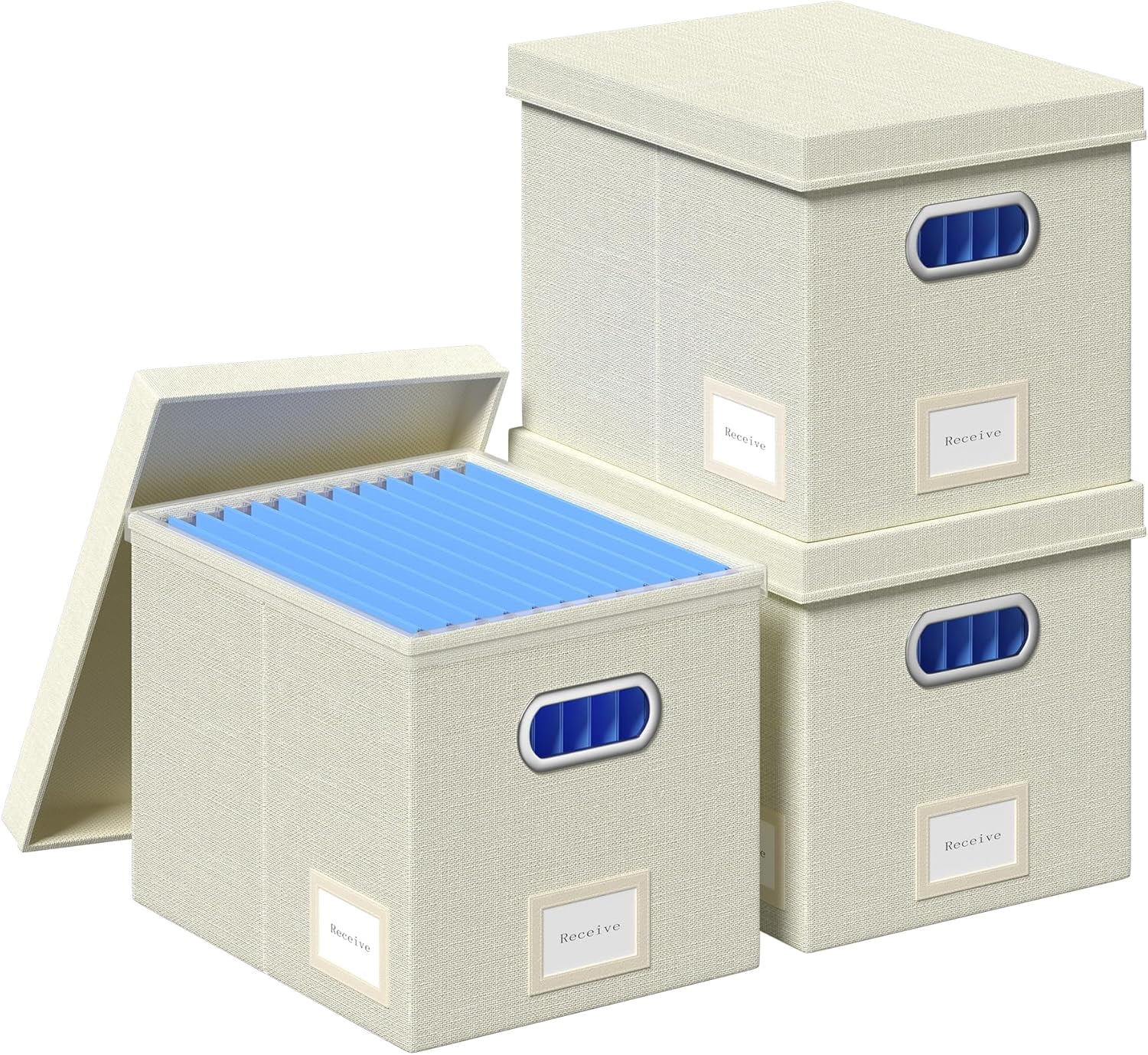 File Organizer Box File Boxes for Hanging Files with Lid Set of 3 ...
