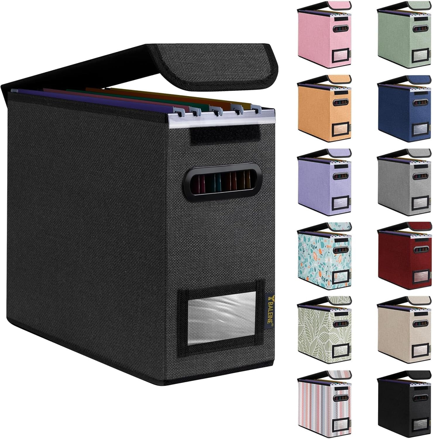 File Organizer Box with Lid, Collapsible File Folder Organizer with ...