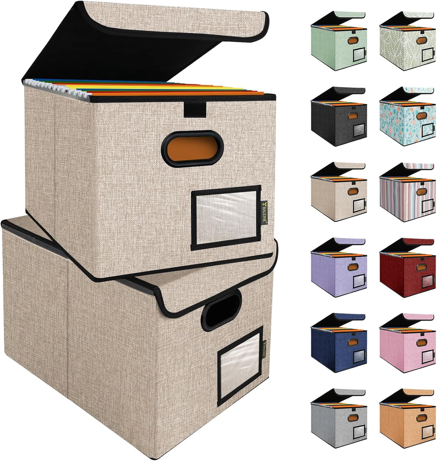 File Organizer Box with Lid, Collapsible File Folder Organizer with ...